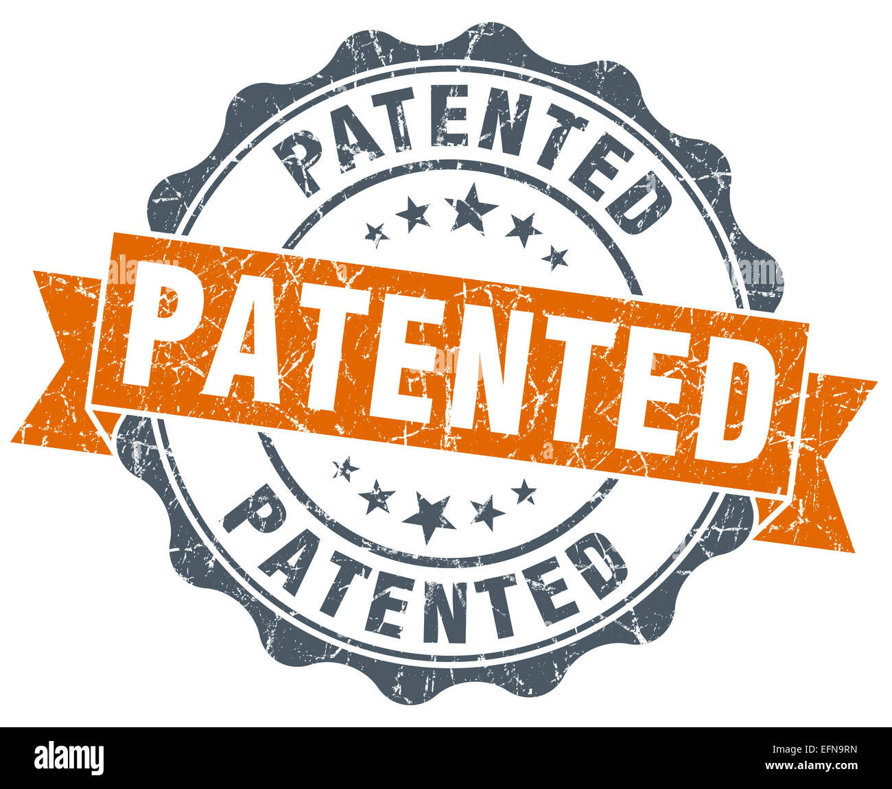 patented vintage orange seal isolated on white Stock Photo - Alamy