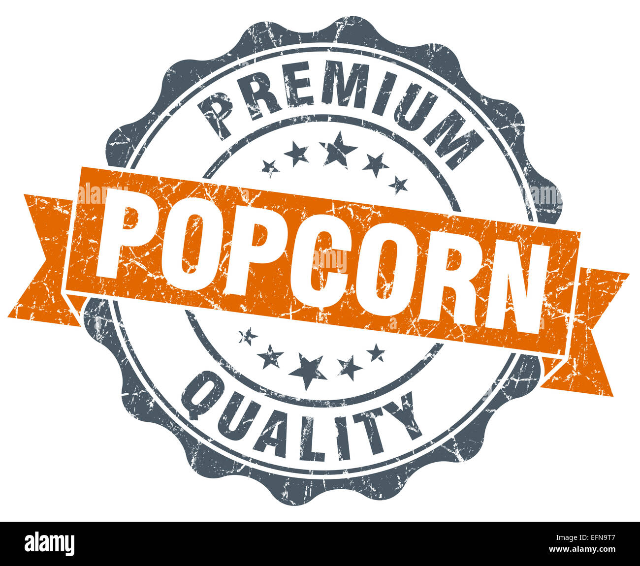 popcorn vintage orange seal isolated on white Stock Photo - Alamy