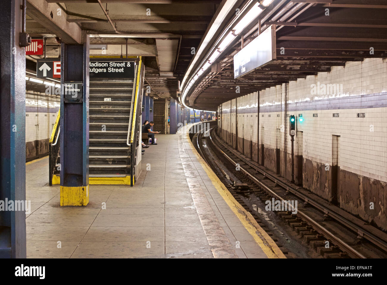 On the platform of East Broadway subway station in New York, NY, USA ...
