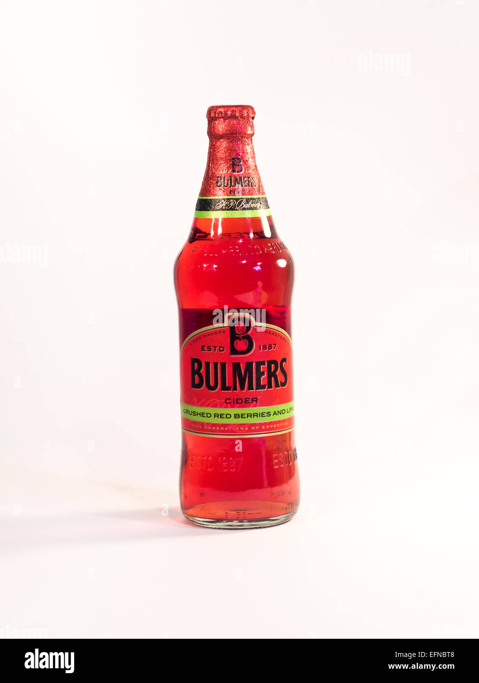 Bulmers red berries cider, colourful beverage isolated on white Stock ...