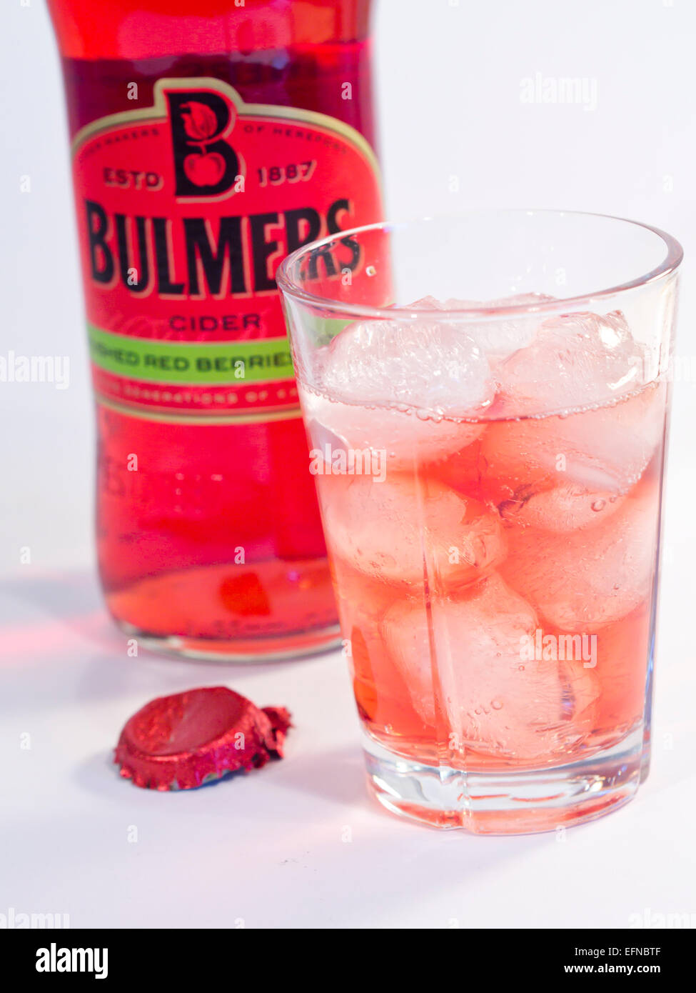 Bulmers red berries cider, colourful beverage isolated on white Stock ...