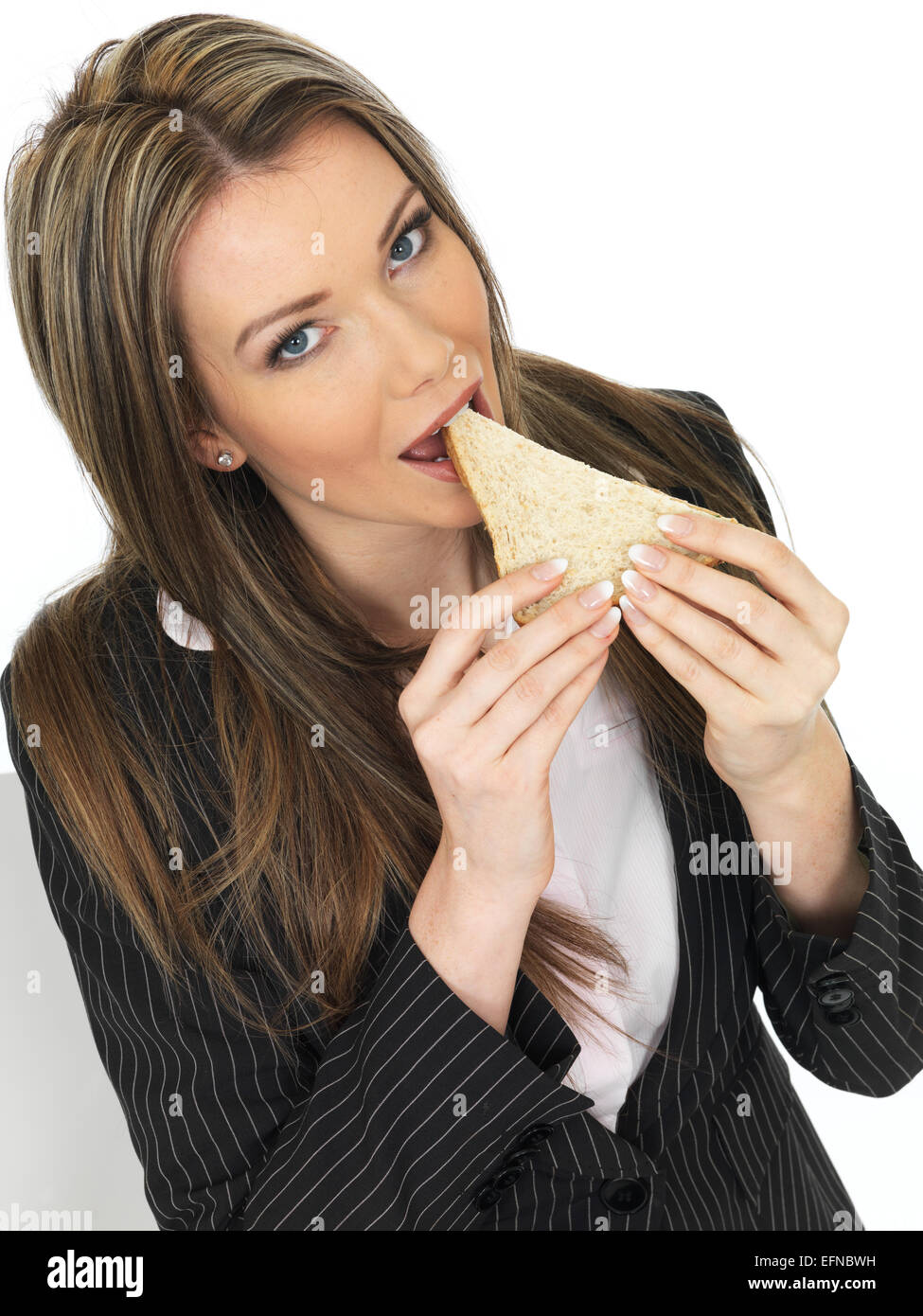 Young Attractive Business Woman Eating a Brown Bread Sandwich Stock ...