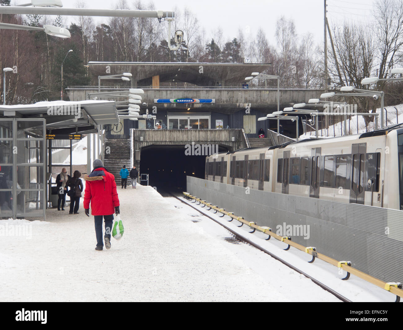 In Oslo Norway the metro reaches everywhere. The Metro station in the ...