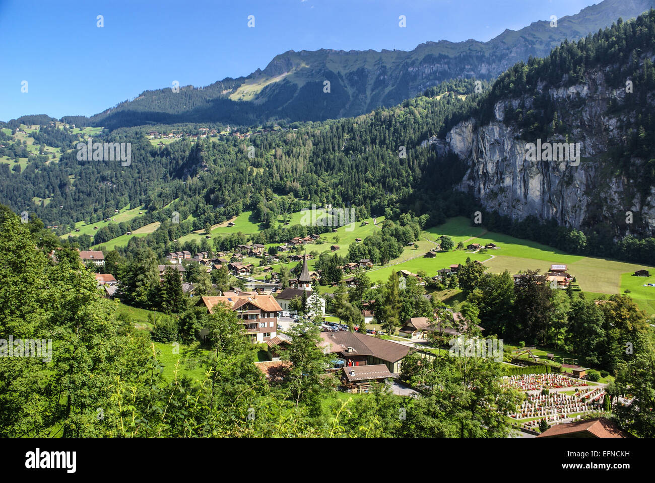 Scenic valley landscape in Lauterbrunnen, Switzerland Stock Photo - Alamy
