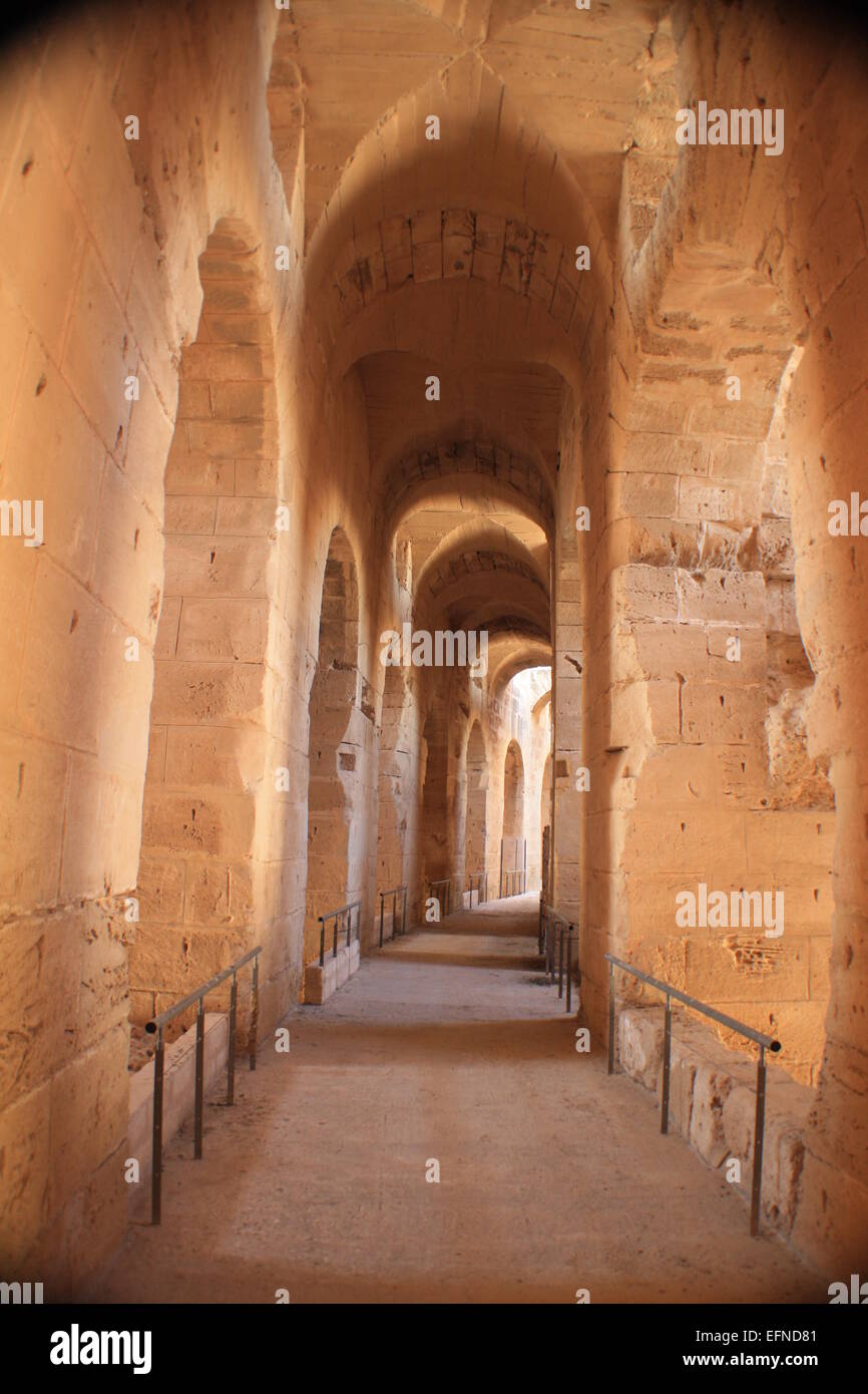 the inside of El Jem, the most complete coliseum in the world Stock ...