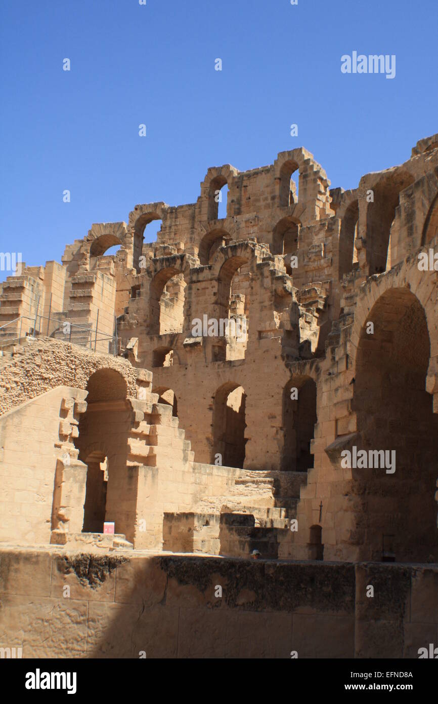 the inside of El Jem, the most complete coliseum in the world Stock ...