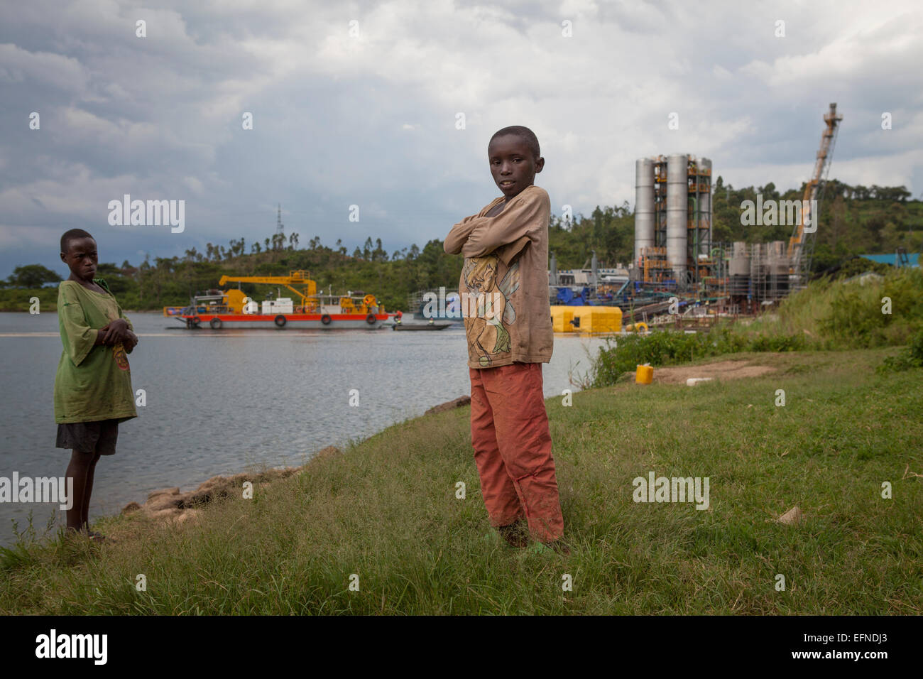 Kivuwatt biogas plant under construction on the edge of Lake Kivu ...