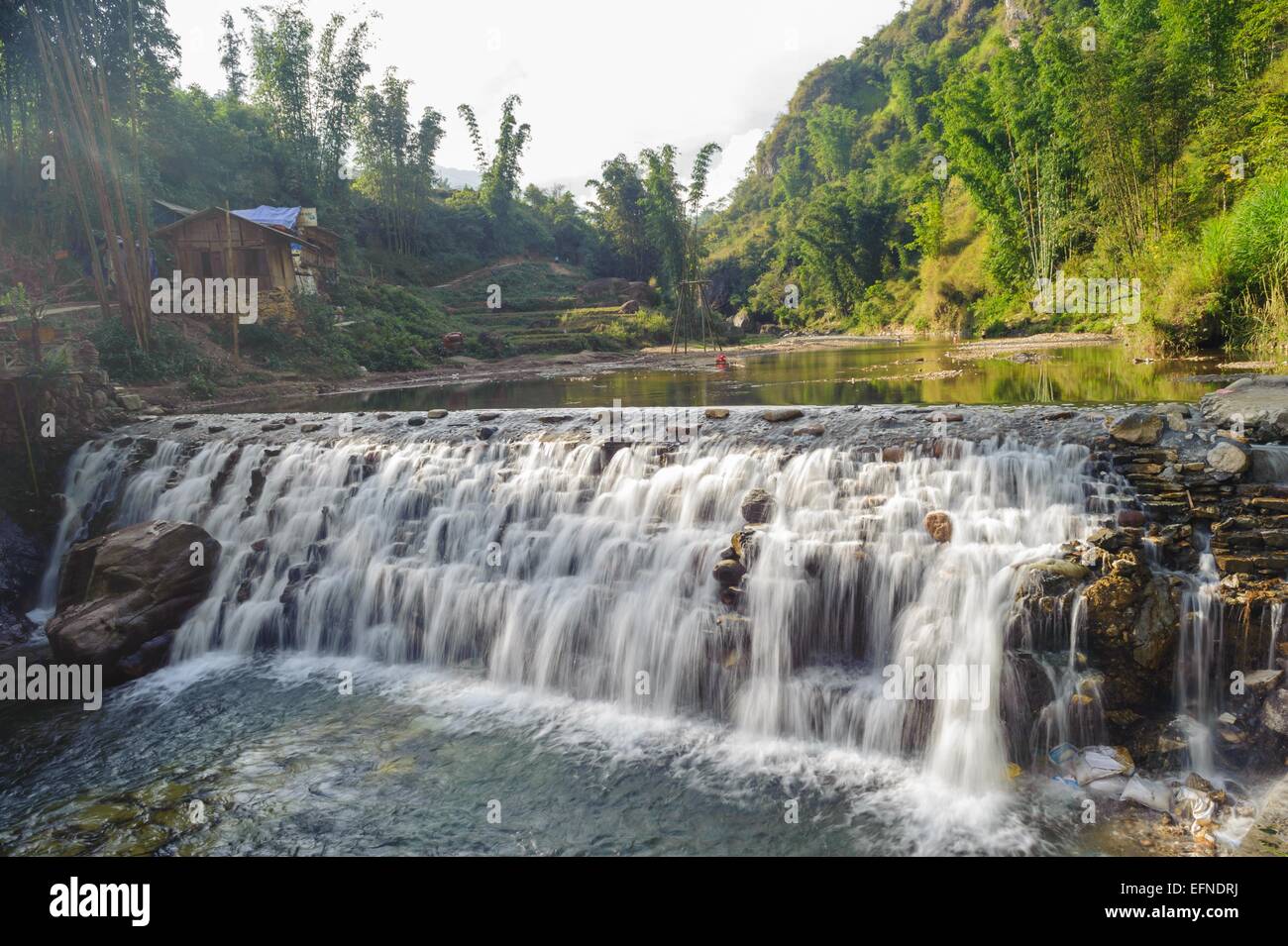 Little Tien Sa water fall in Cat Cat village Sapa,Vietnam Stock Photo ...