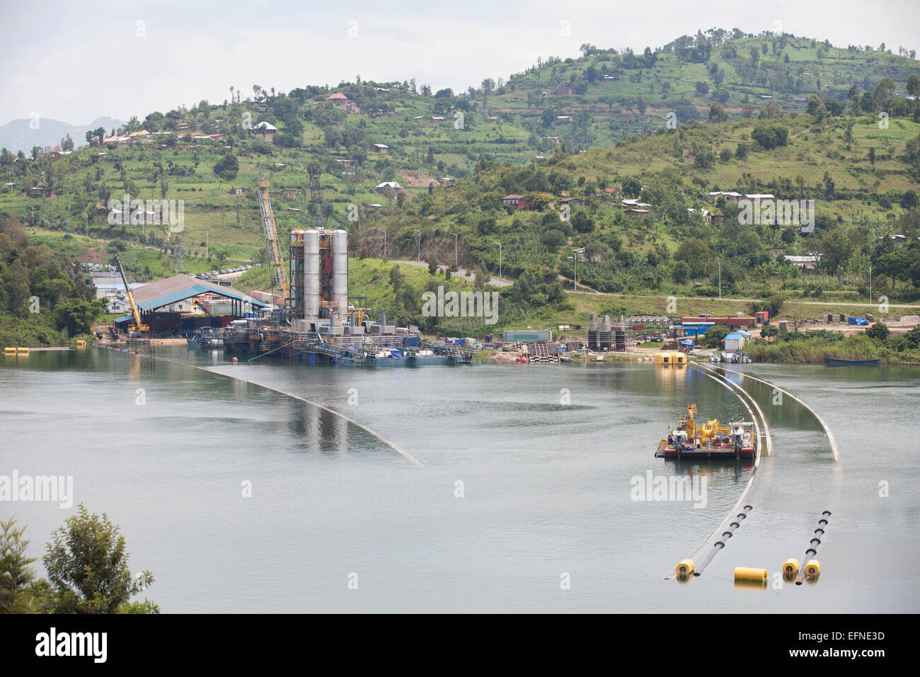 Kivuwatt biogas plant under construction on the edge of Lake Kivu ...