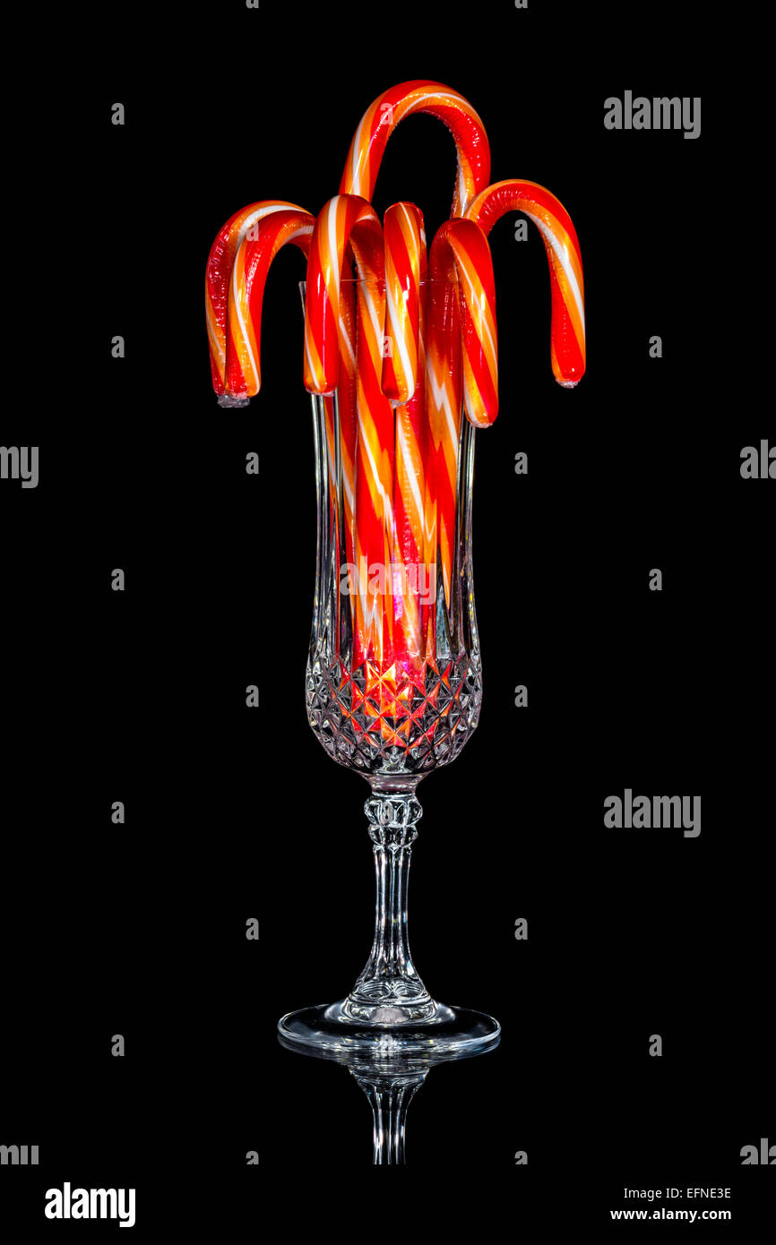 Colorful candy canes in a fancy glass Stock Photo - Alamy