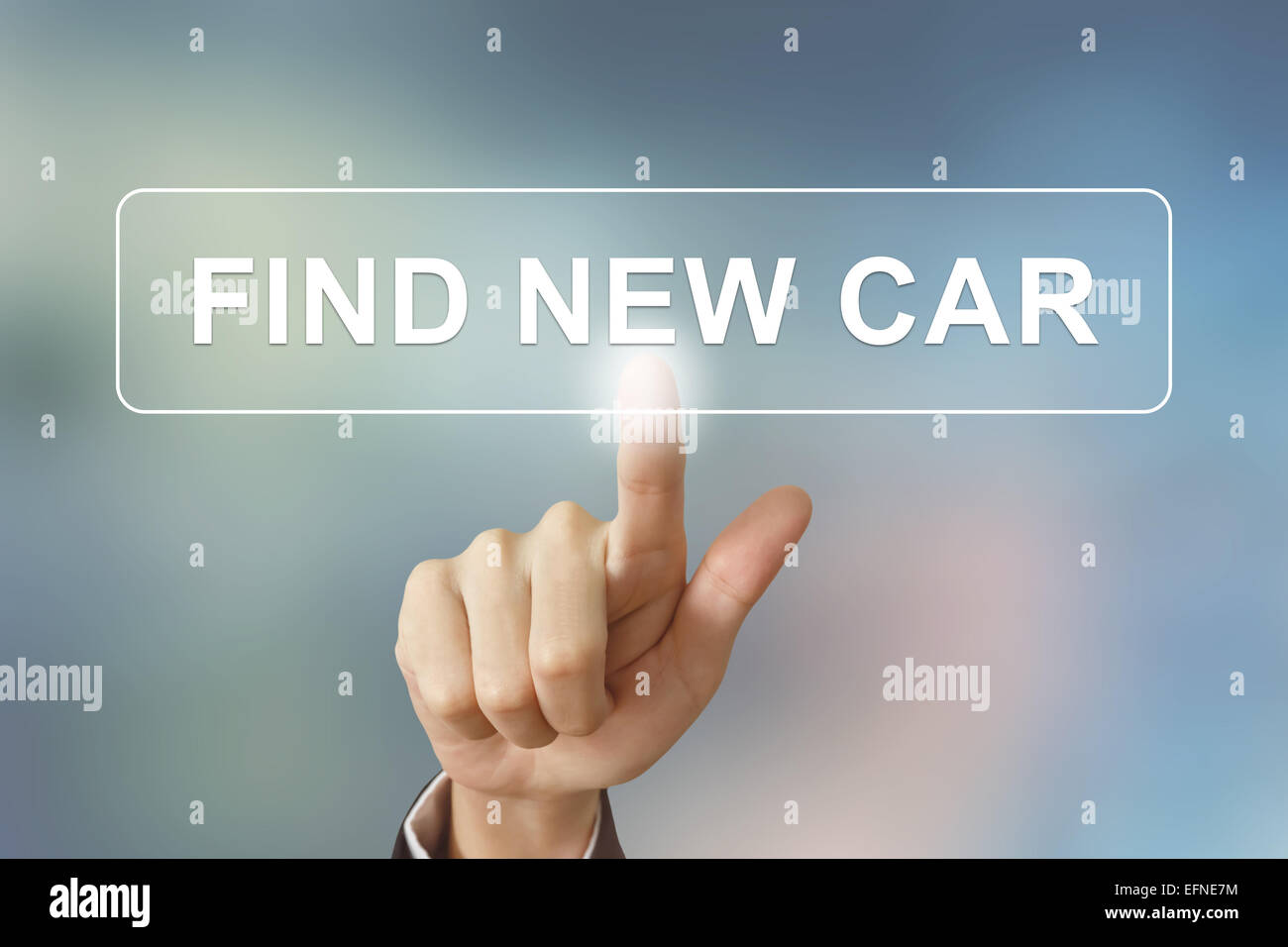 business hand pushing find new car button on blurred background Stock ...