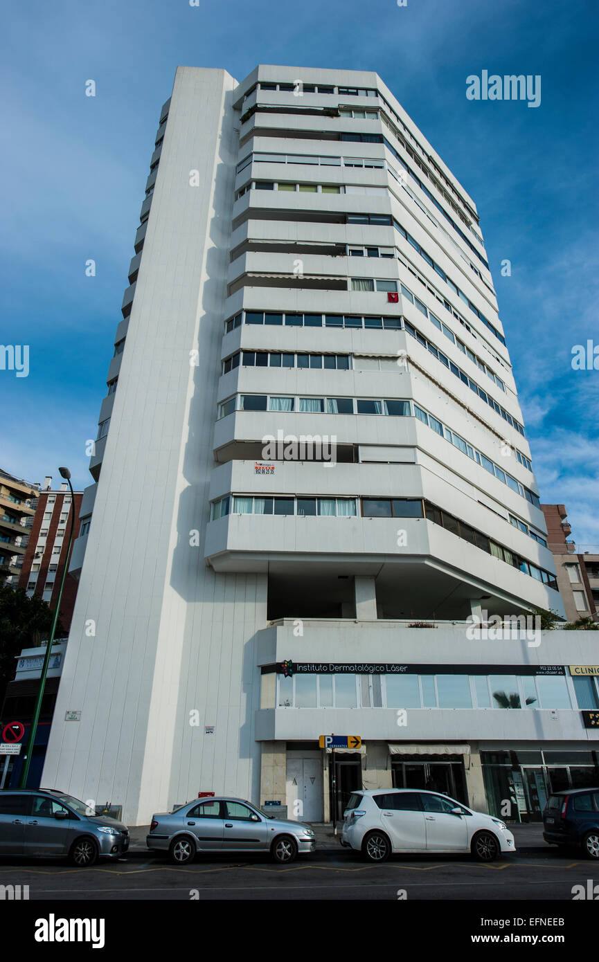 A high-rise building at the port of Malaga, Andalusia, Spain Stock ...