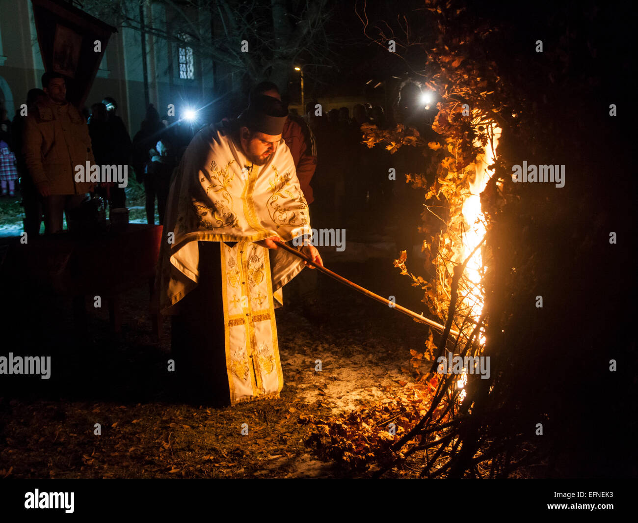 Burning branches of "Badnjak" is a traditional custom during Christmas ...