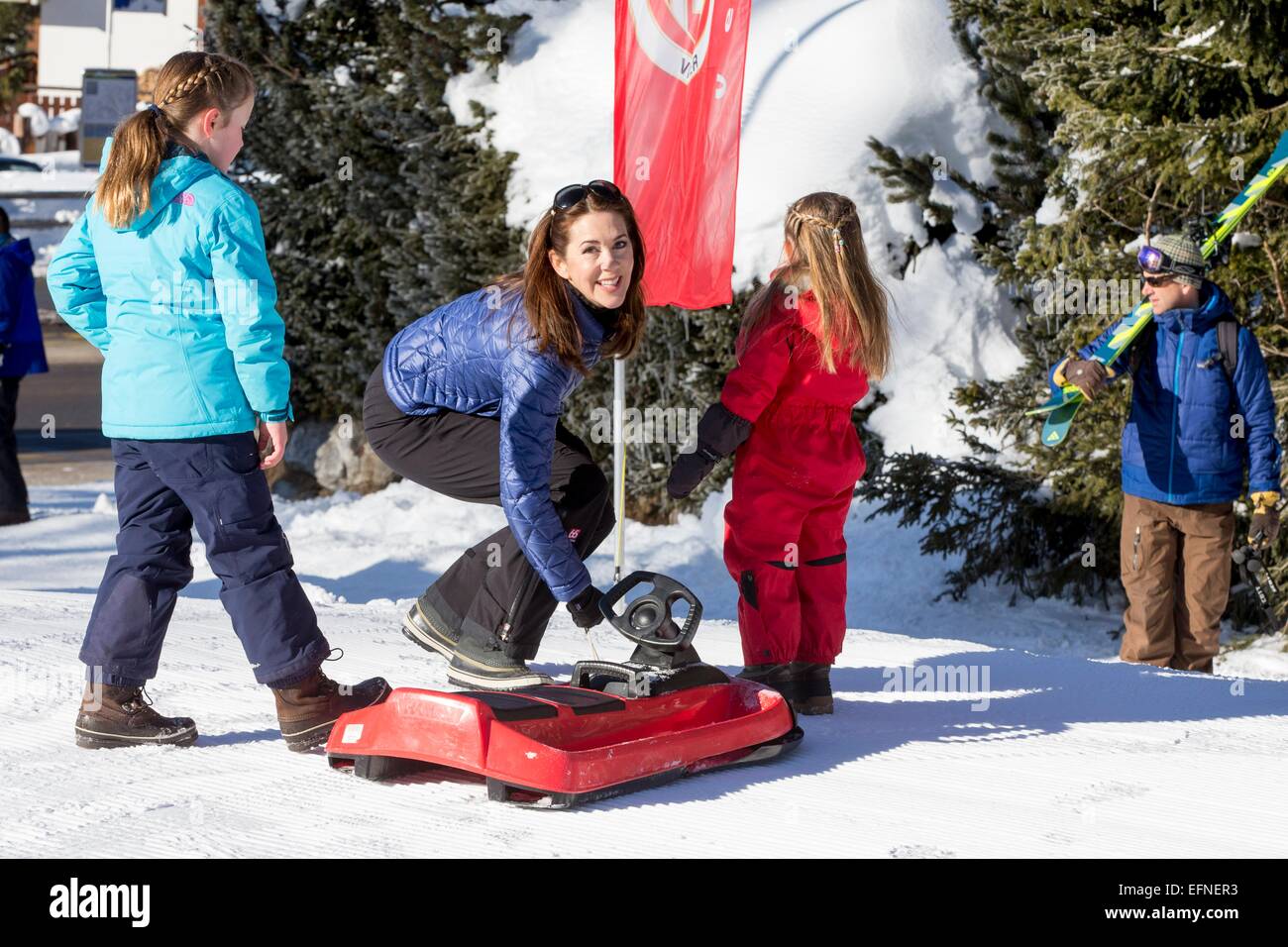 Verbier, Switzerland. 8th Feb, 2015. Crown Princess Mary, Princess ...