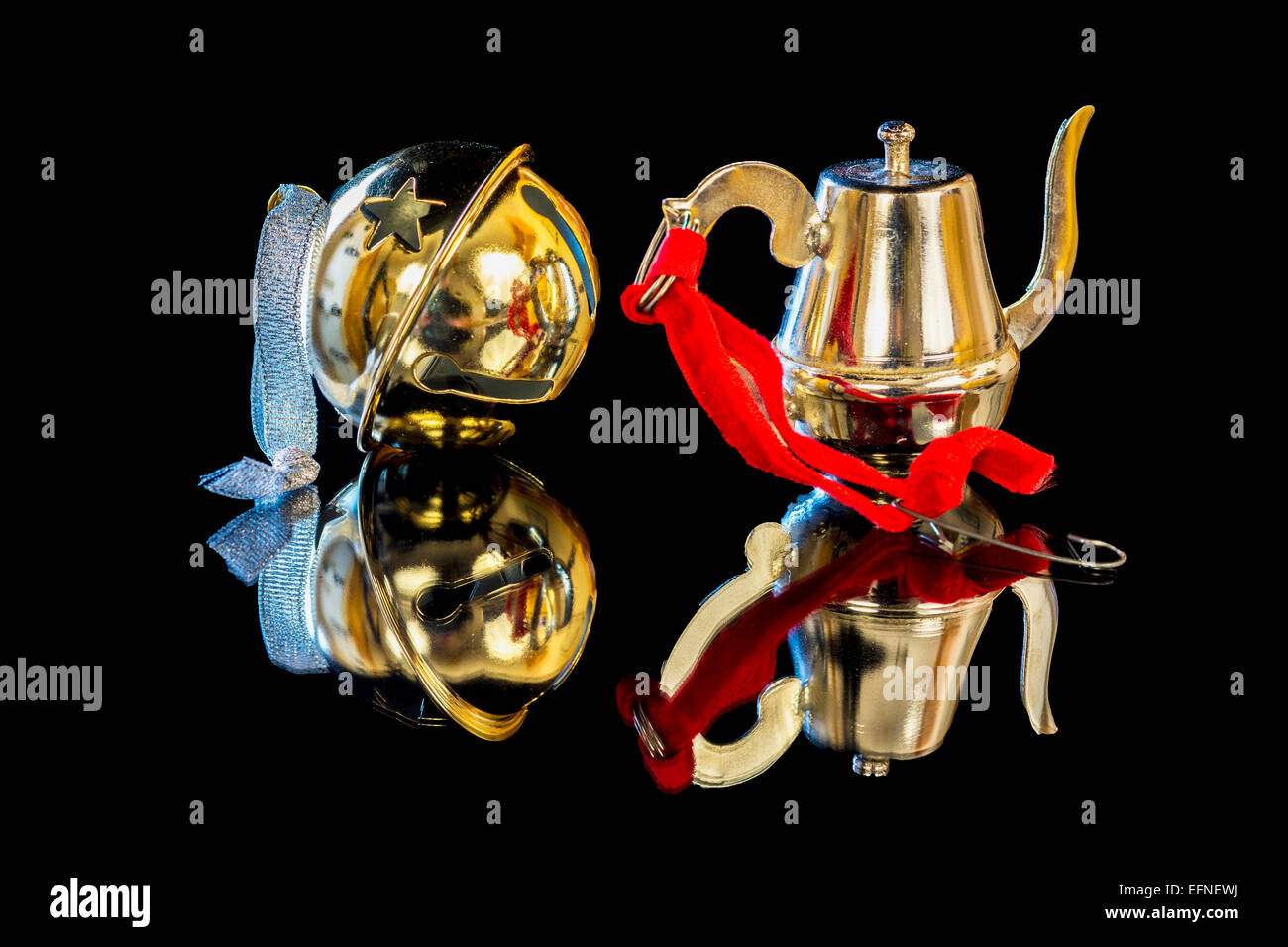 Christmas ornament bell and kettle Stock Photo - Alamy