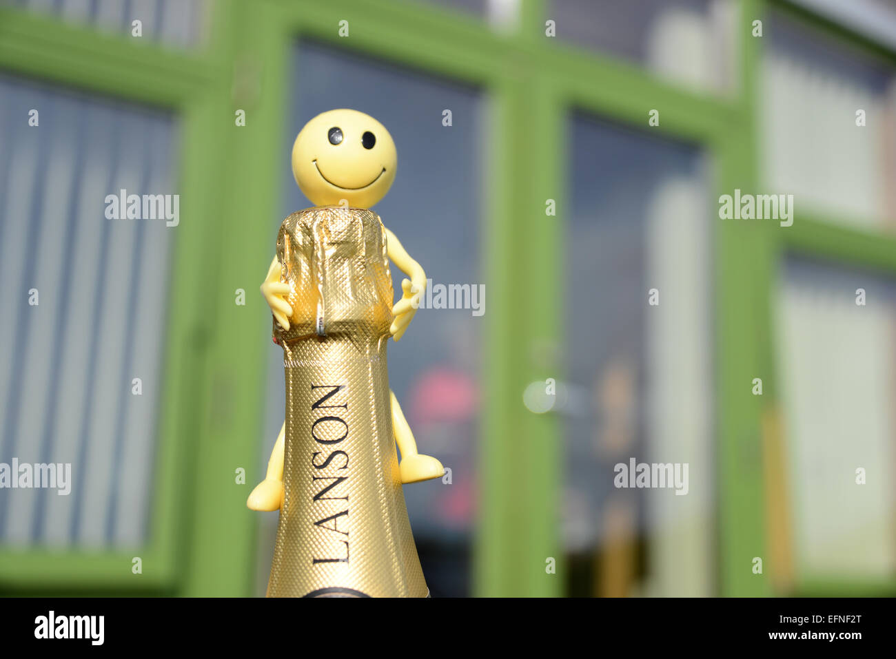 Yellow Smiley Man on holiday in the Outer Hebrides - Here he's Stock ...