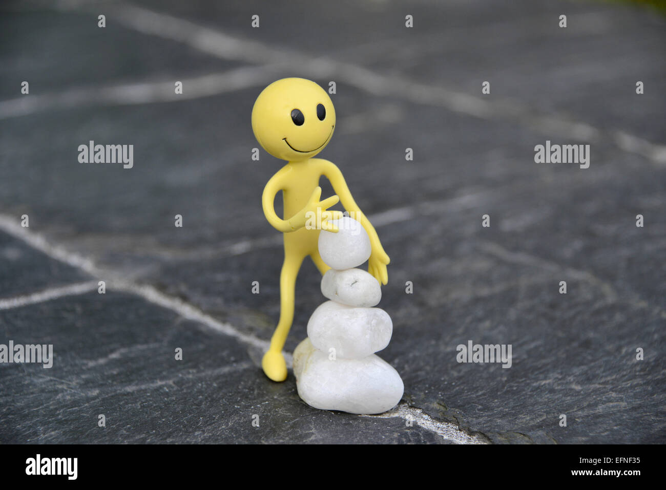 Yellow Smiley Man on holiday in the Outer Hebrides - Here he's Stock ...