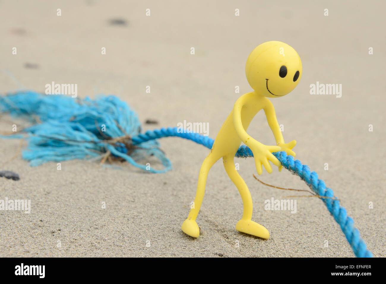Yellow Smiley Man on holiday in the Outer Hebrides - Here he's Stock ...
