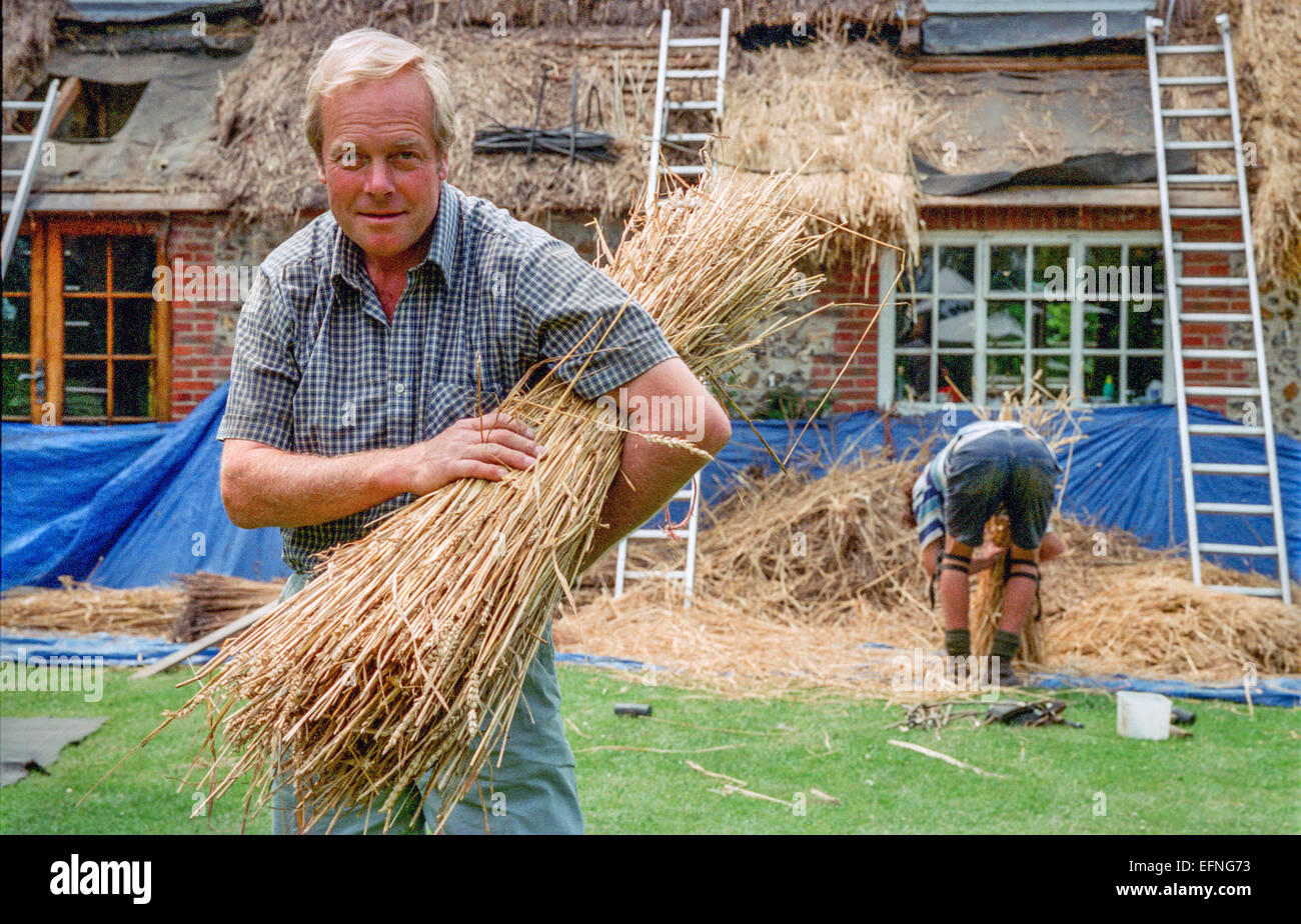 Thatcher Stephen Cleeve builds a traditional roof on a cottage in ...