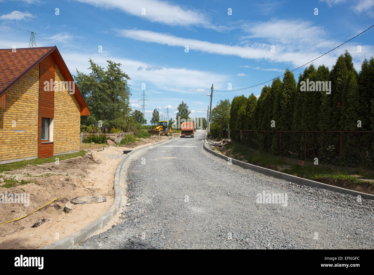 Almost finished road work Stock Photo - Alamy
