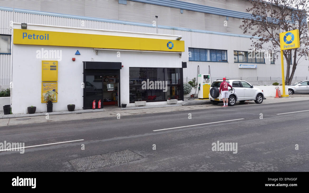 Petroil Gasoline station in Gibraltar, The Rock, overseas British ...