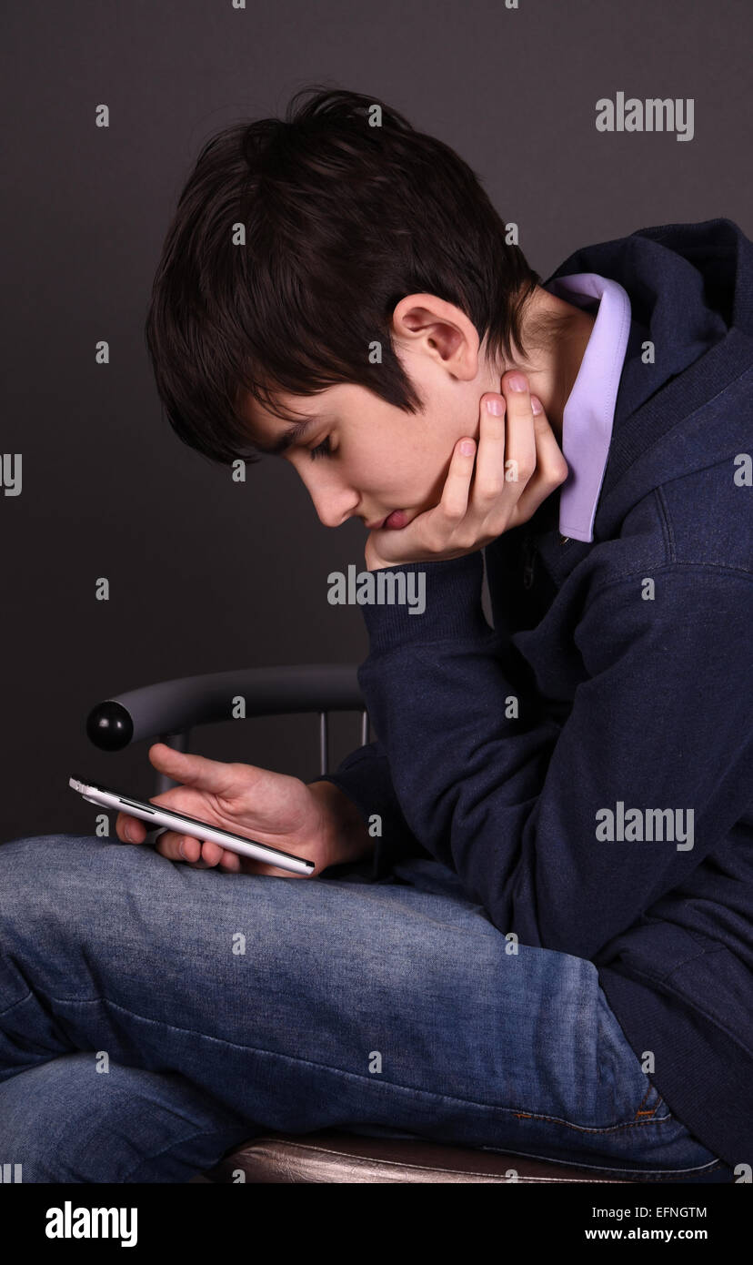 boy with a smartphone Stock Photo - Alamy