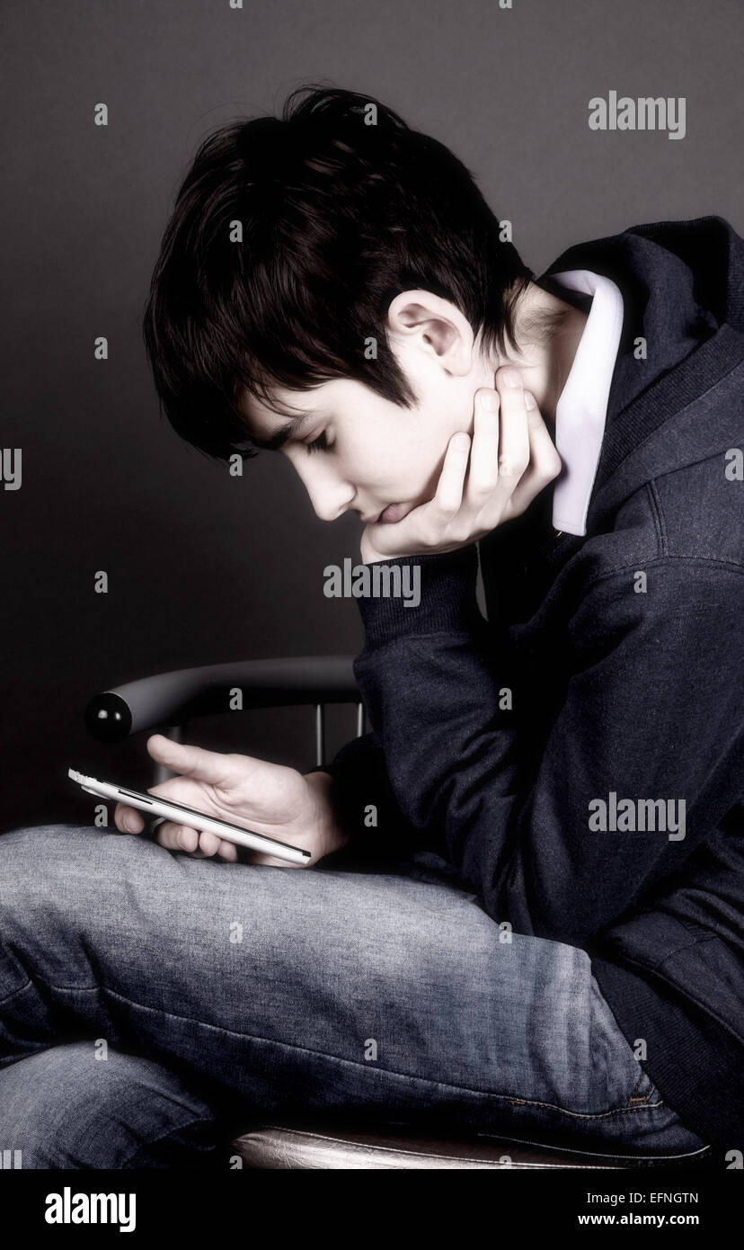 boy with a smartphone Stock Photo - Alamy