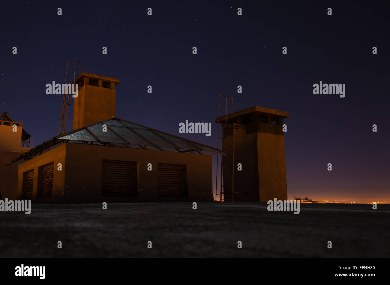 Rooftop during Moonlight Stock Photo - Alamy
