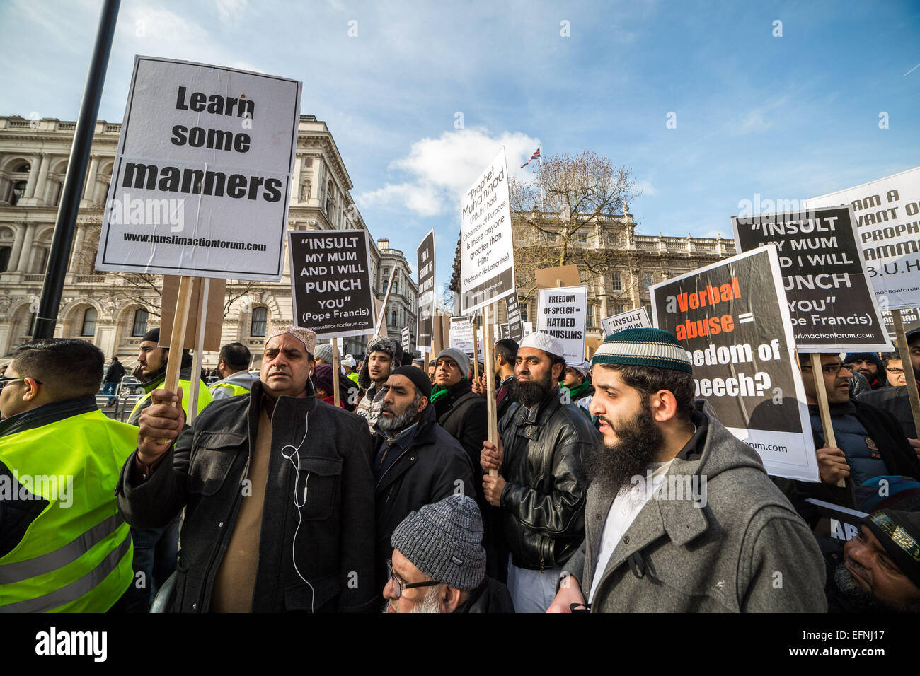 London, UK. 8th Feb, 2015. British Muslims protest against Charlie ...