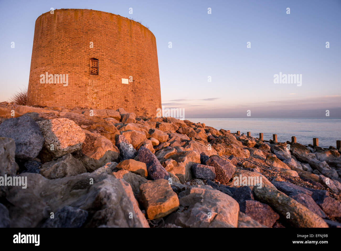 Martello tower on the beach at Hythe, Kent Stock Photo - Alamy