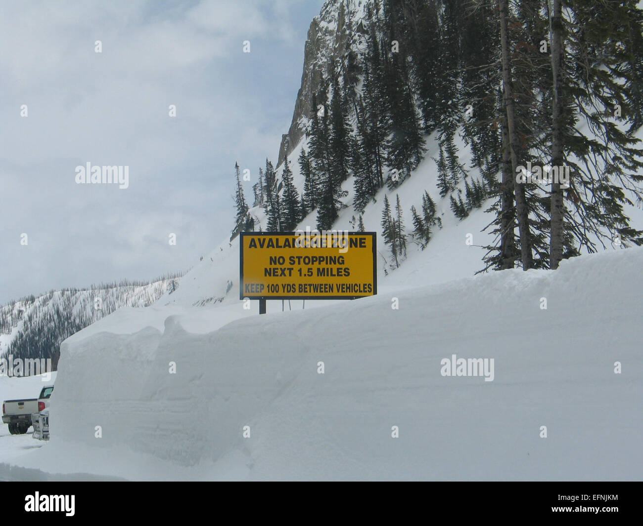 The avalanche zone at Sylvan Pass during spring plowing operations in ...