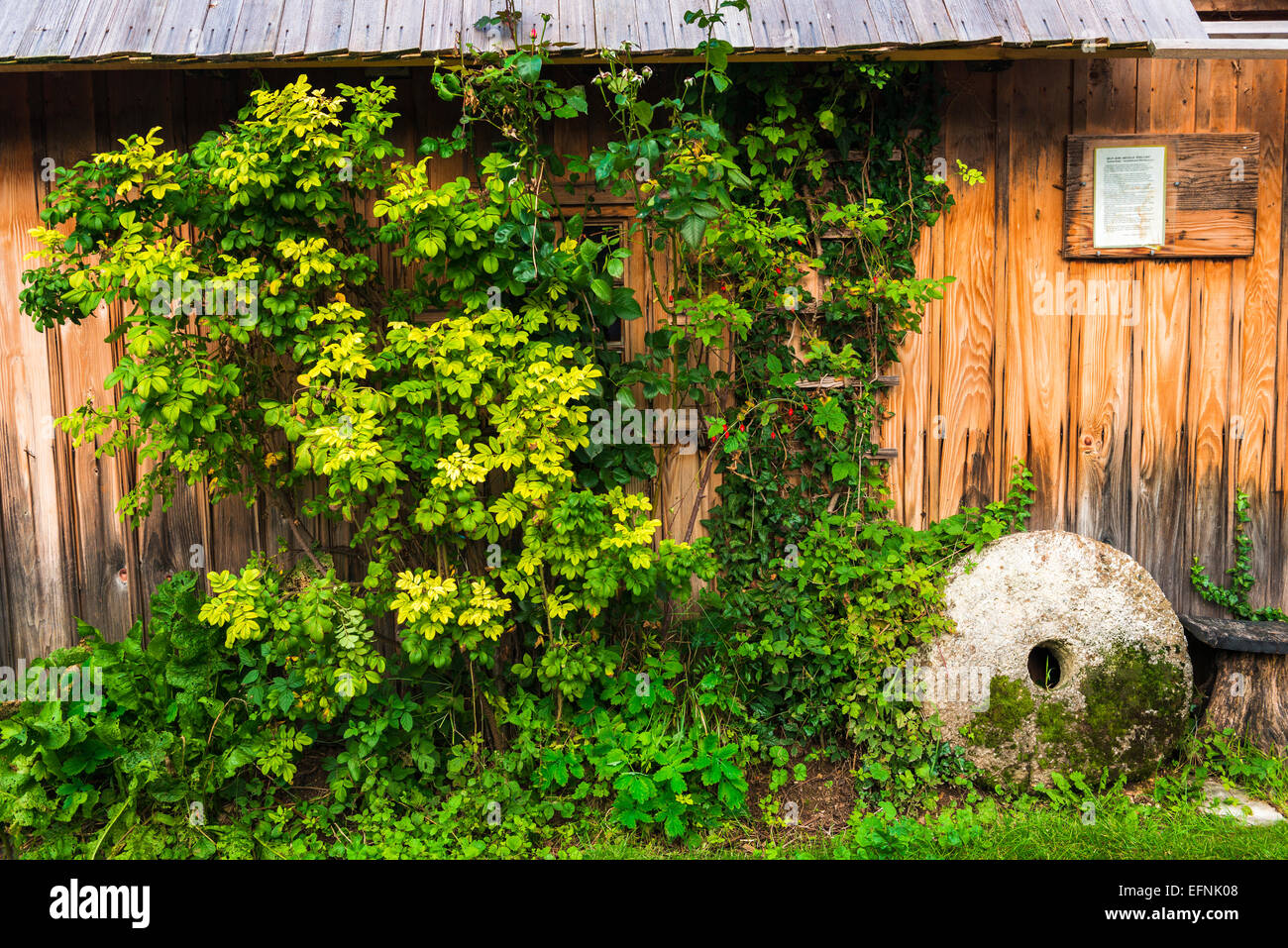 Mill stone at Vodenica water mill, Korana Village, Plitvice Lakes ...