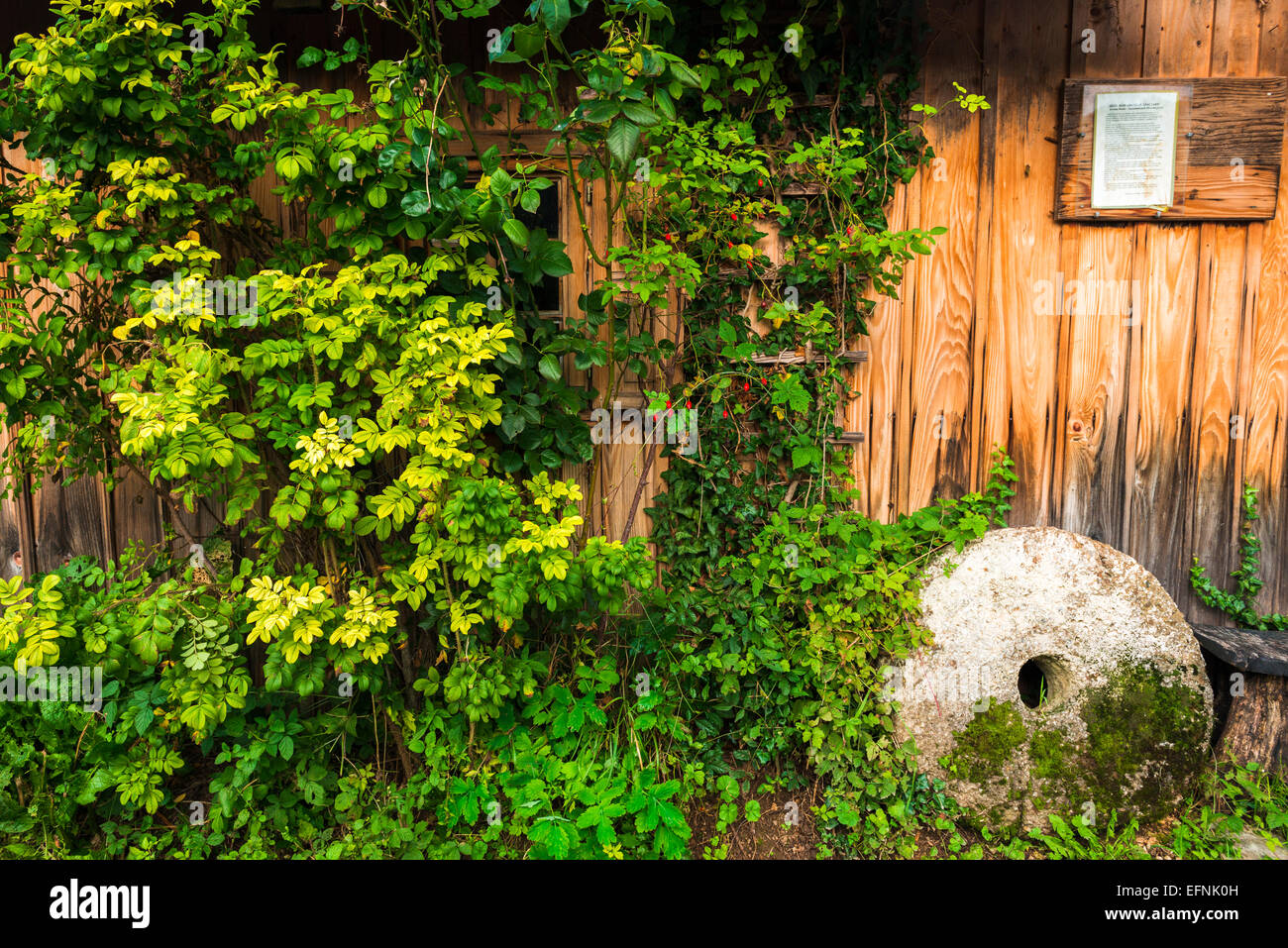 Mill stone at Vodenica water mill, Korana Village, Plitvice Lakes ...