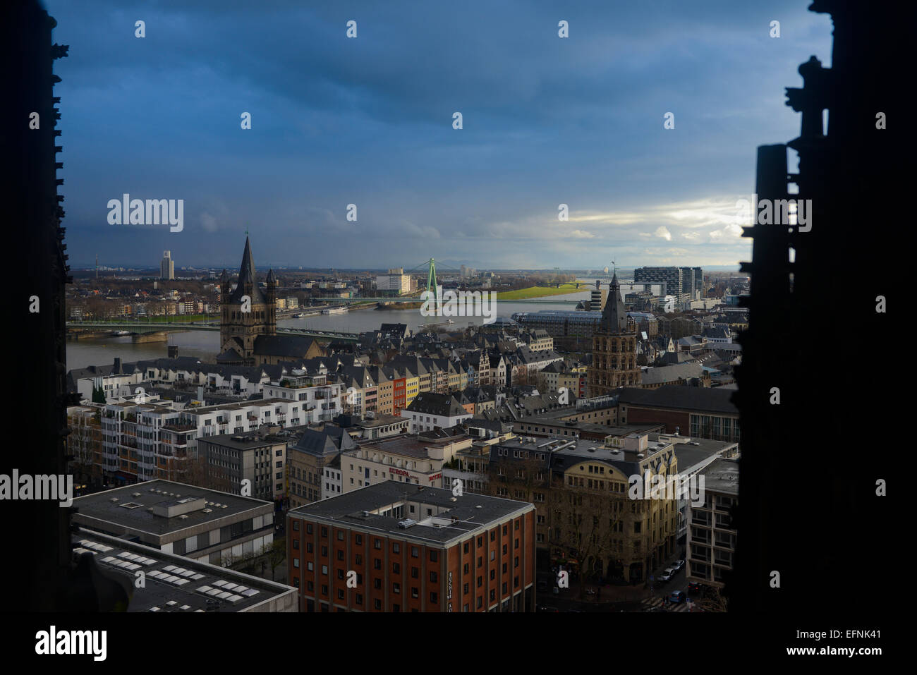 Cologne panorama with Rhine river from Cologne Cathedral, Germany Stock ...
