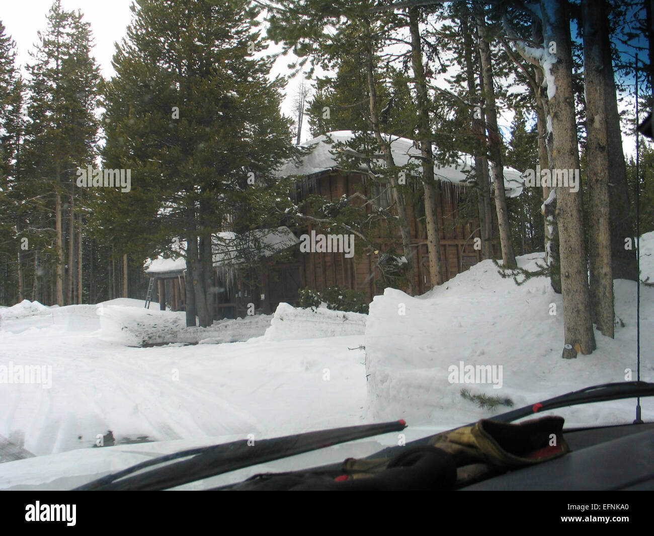 Delaware North dormitory at Fishing Bridge during spring plowing in ...