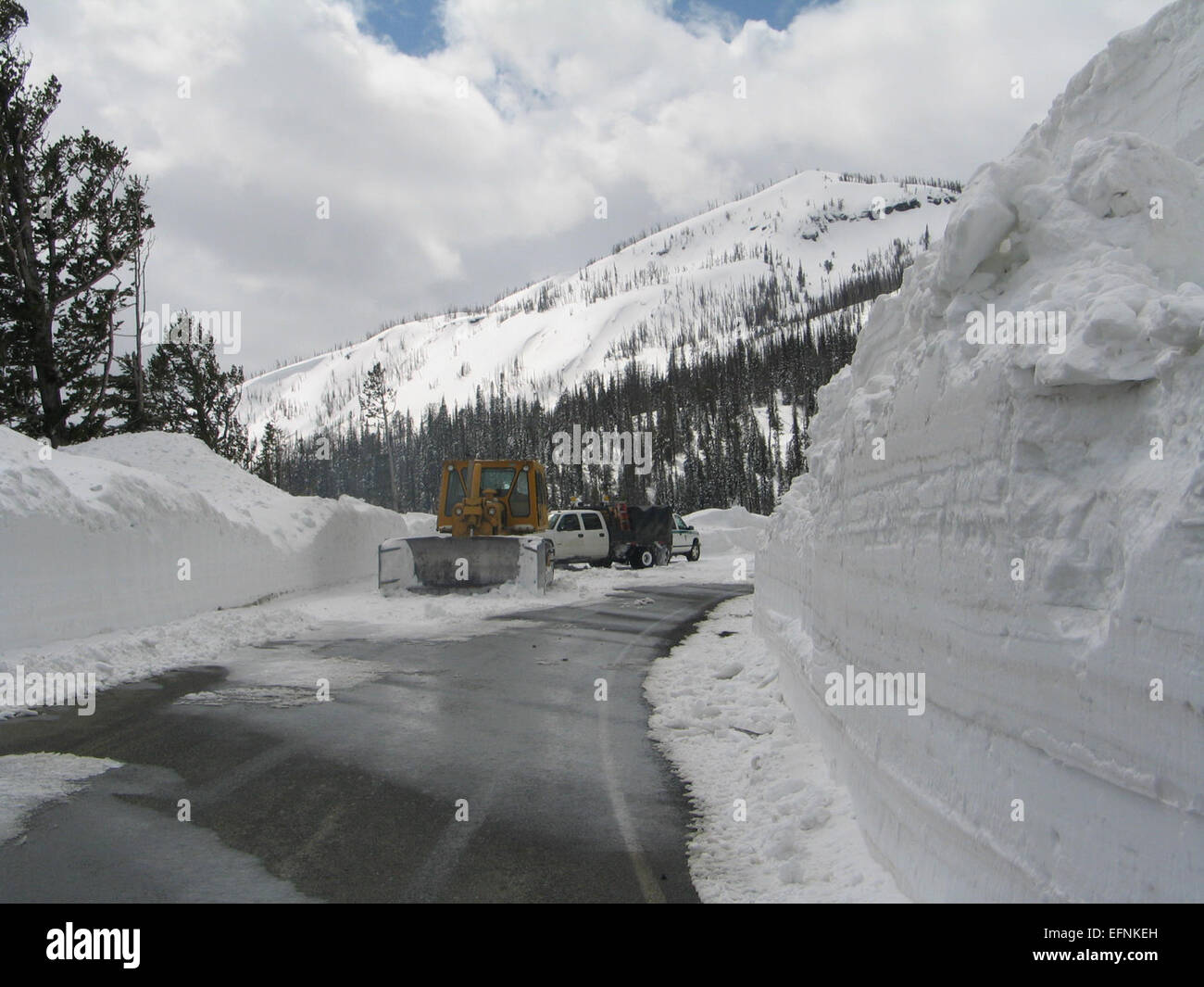 A photo showing equipment parked in a pullout on the east side of ...