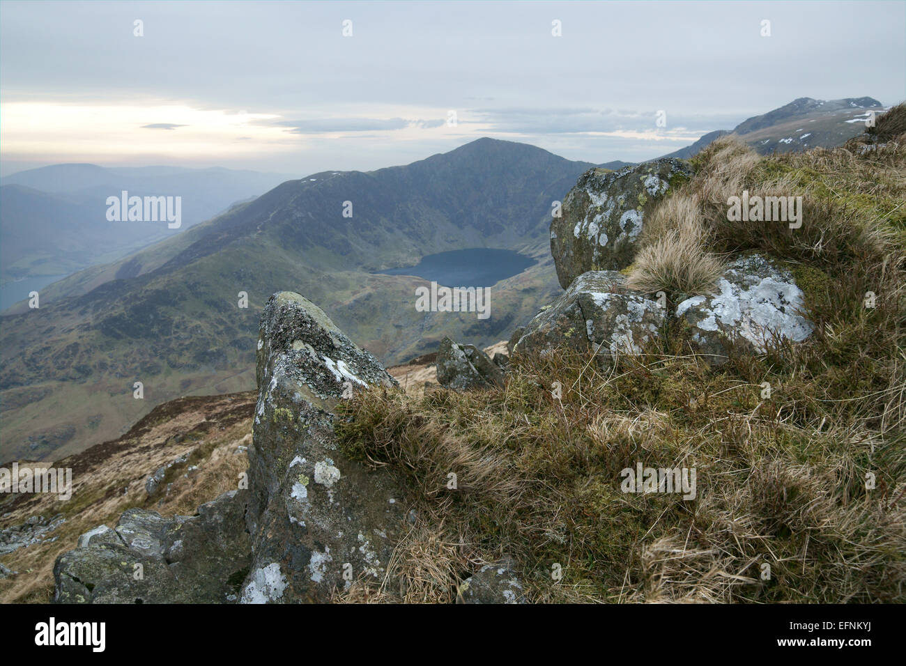 Cadair Idris, a popular mountain for walkers in Gwynedd, Wales. The ...