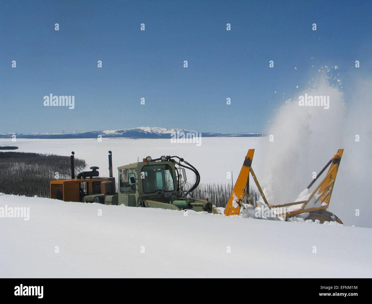 This image shows the spring plowing season in Yellowstone National Park ...