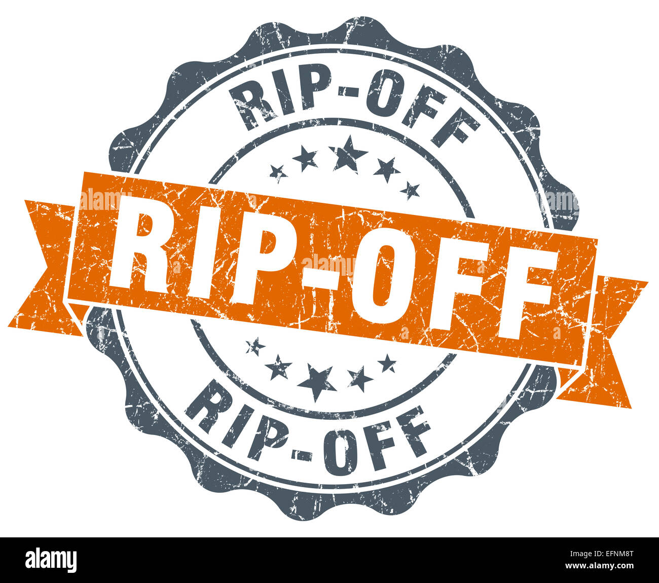 rip-off vintage orange seal isolated on white Stock Photo - Alamy