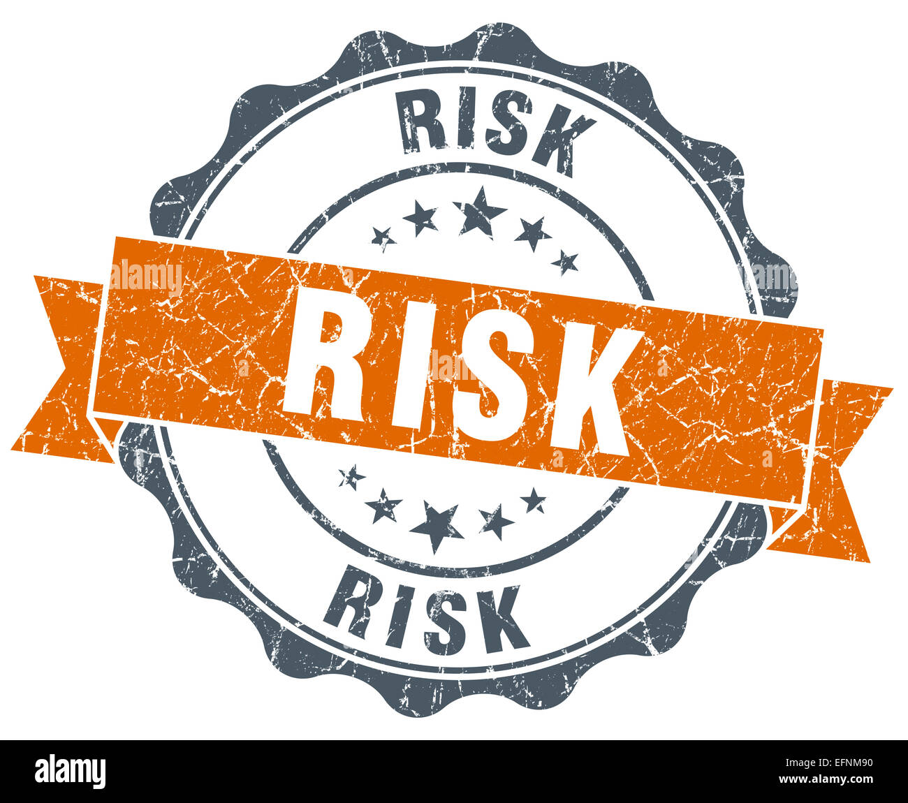 risk vintage orange seal isolated on white Stock Photo - Alamy