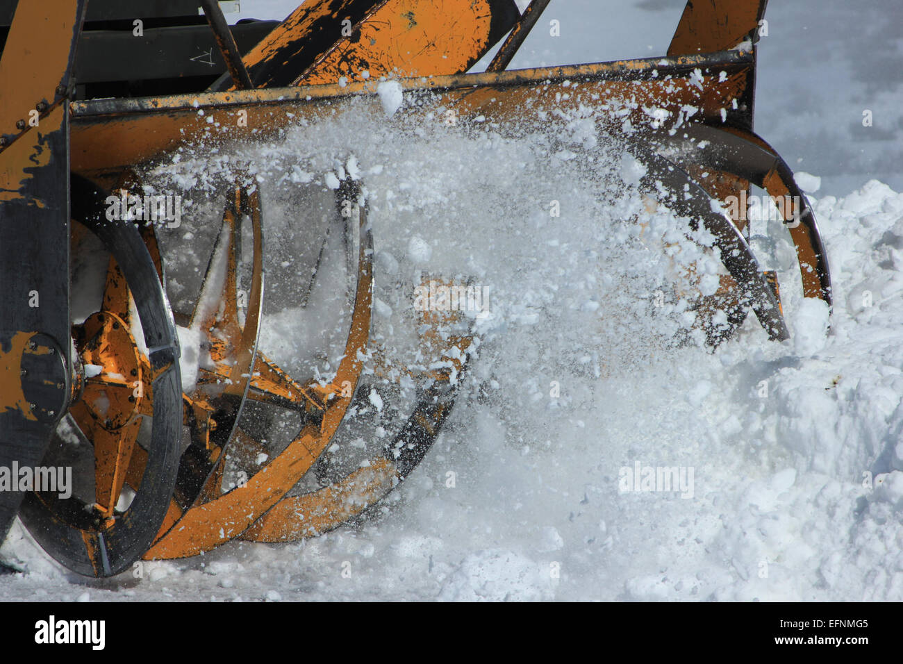 A photo showing a snow blower clearing snow in Hayden Valley ...