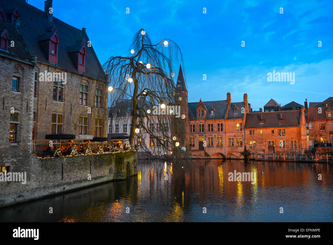 Dijver River Canal Restaurant, Brugge, Belgium Stock Photo - Alamy
