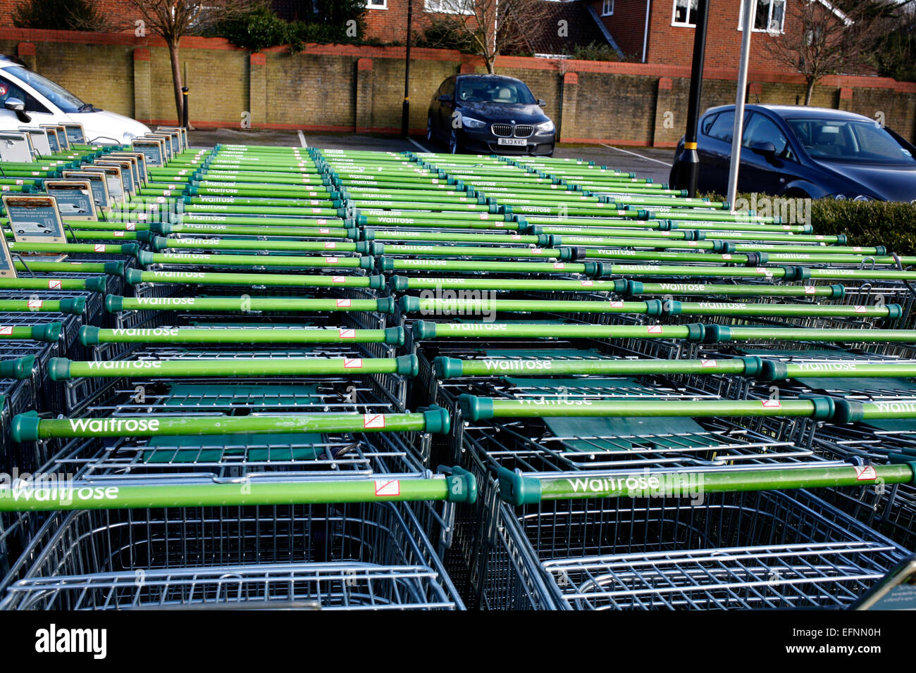 waitrose supermarket customer trolleys hythe town kent county uk ...