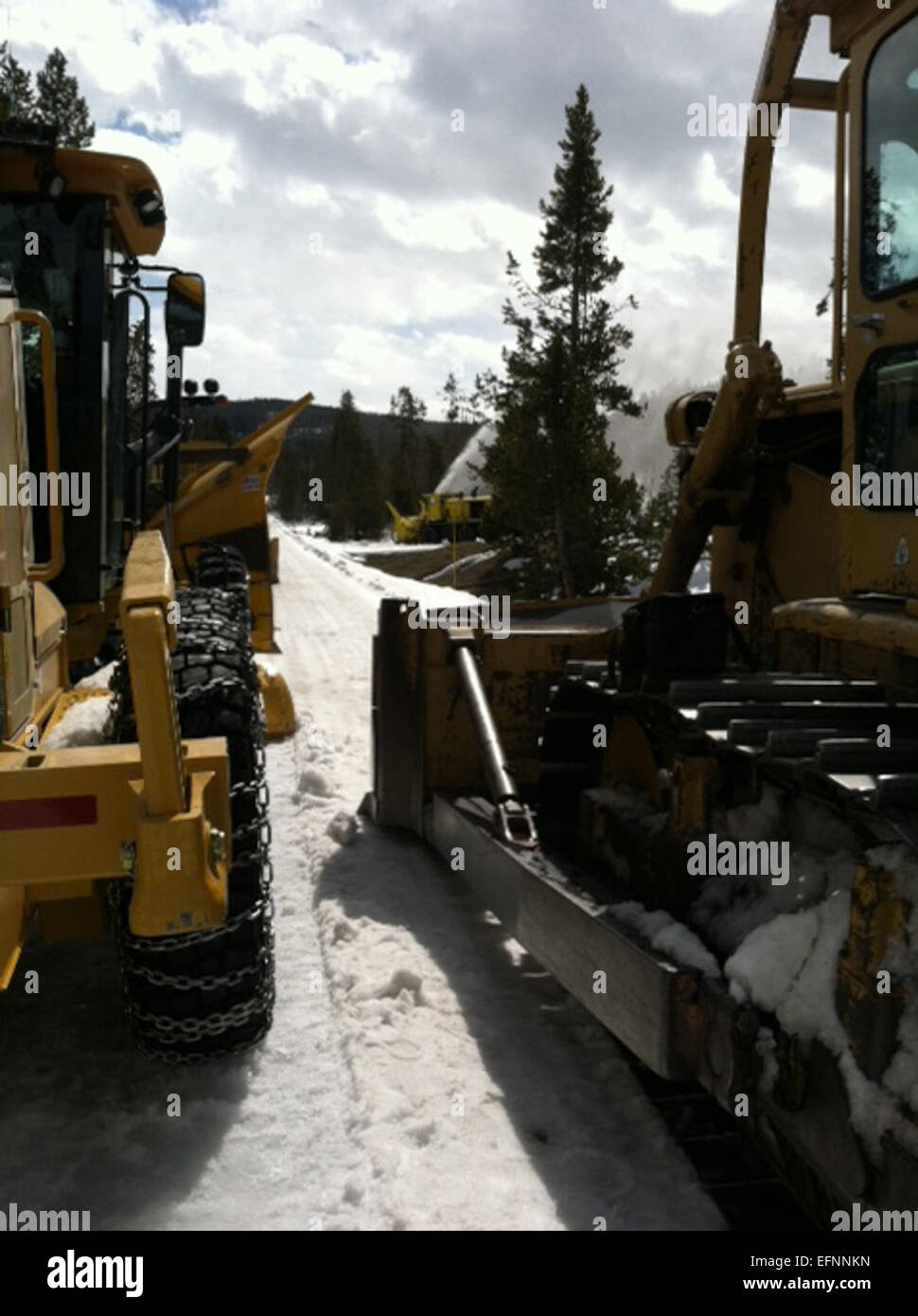 This image depicts the process of plowing the road from Canyon to Lake ...