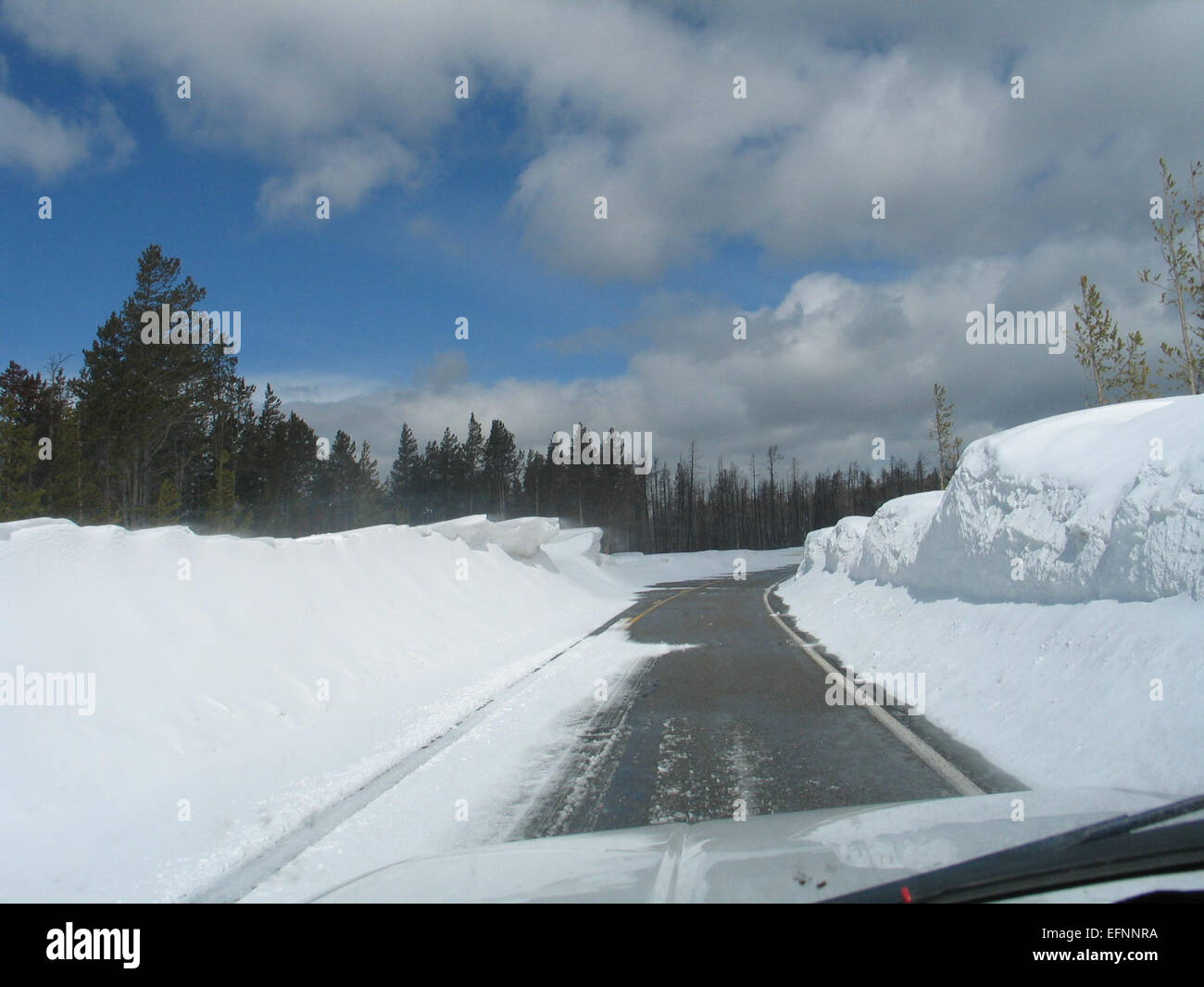 The photo captures the road south of Yellowstone during spring plowing ...