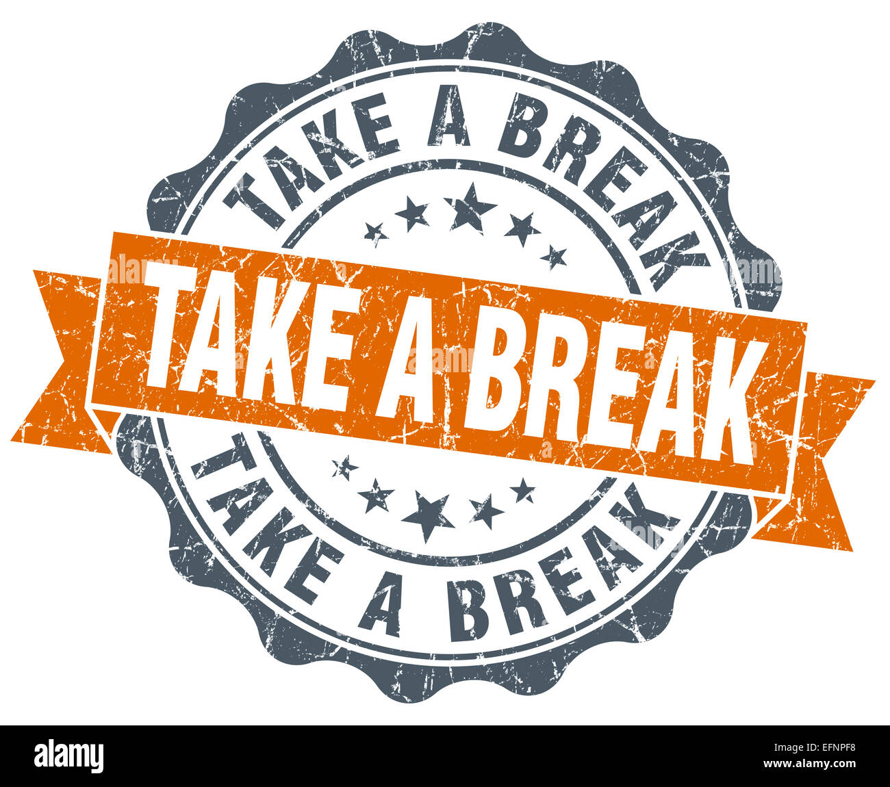 take a break vintage orange seal isolated on white Stock Photo - Alamy