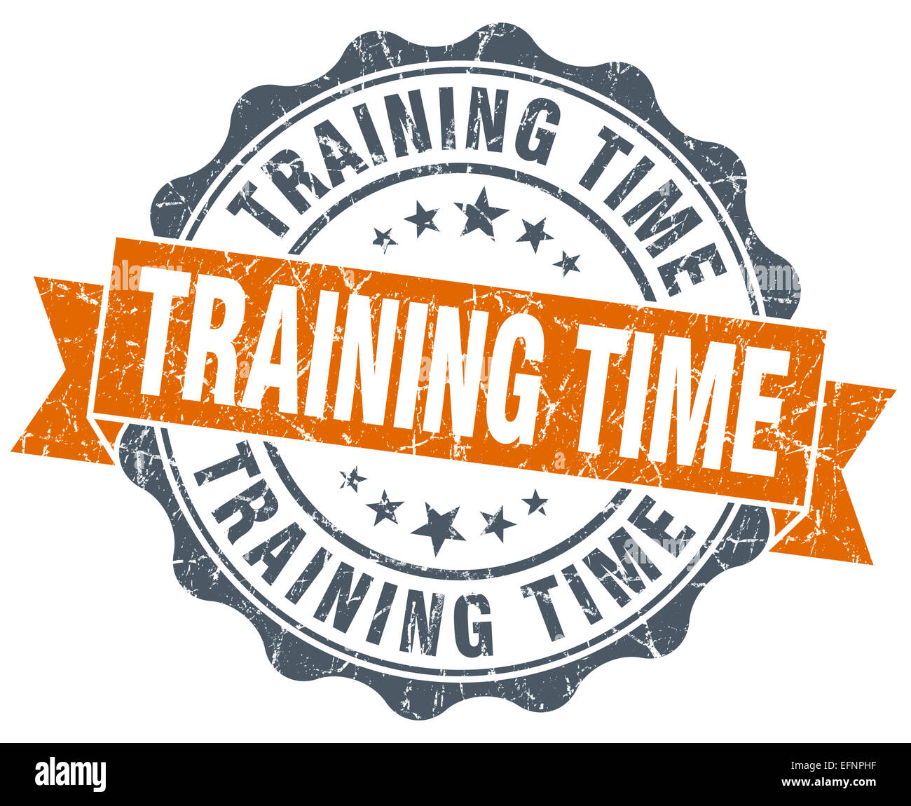 training time vintage orange seal isolated on white Stock Photo - Alamy