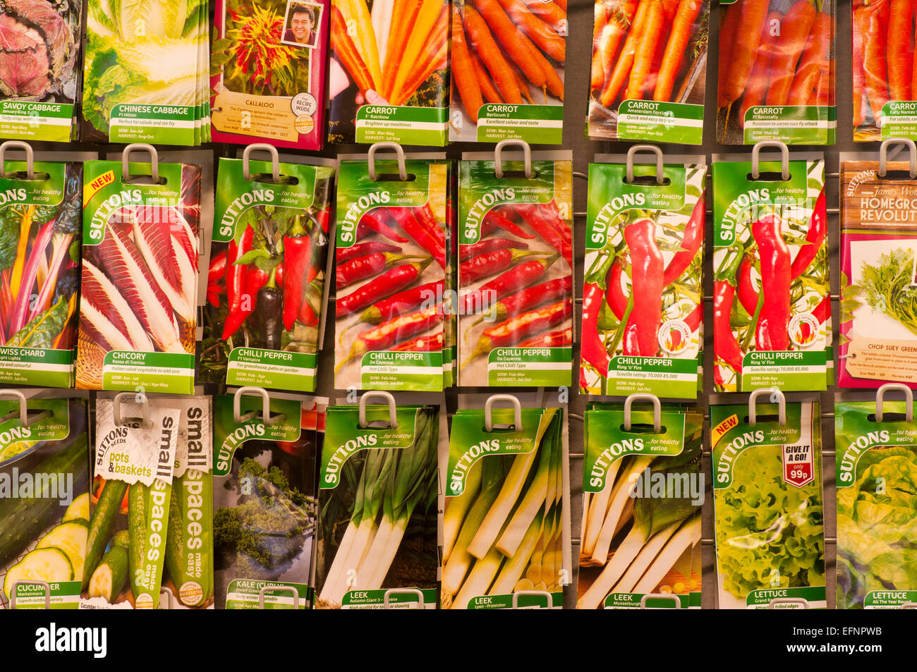 Packets Of Vegetable Seeds On Display at a Garden Centre Stock Photo ...