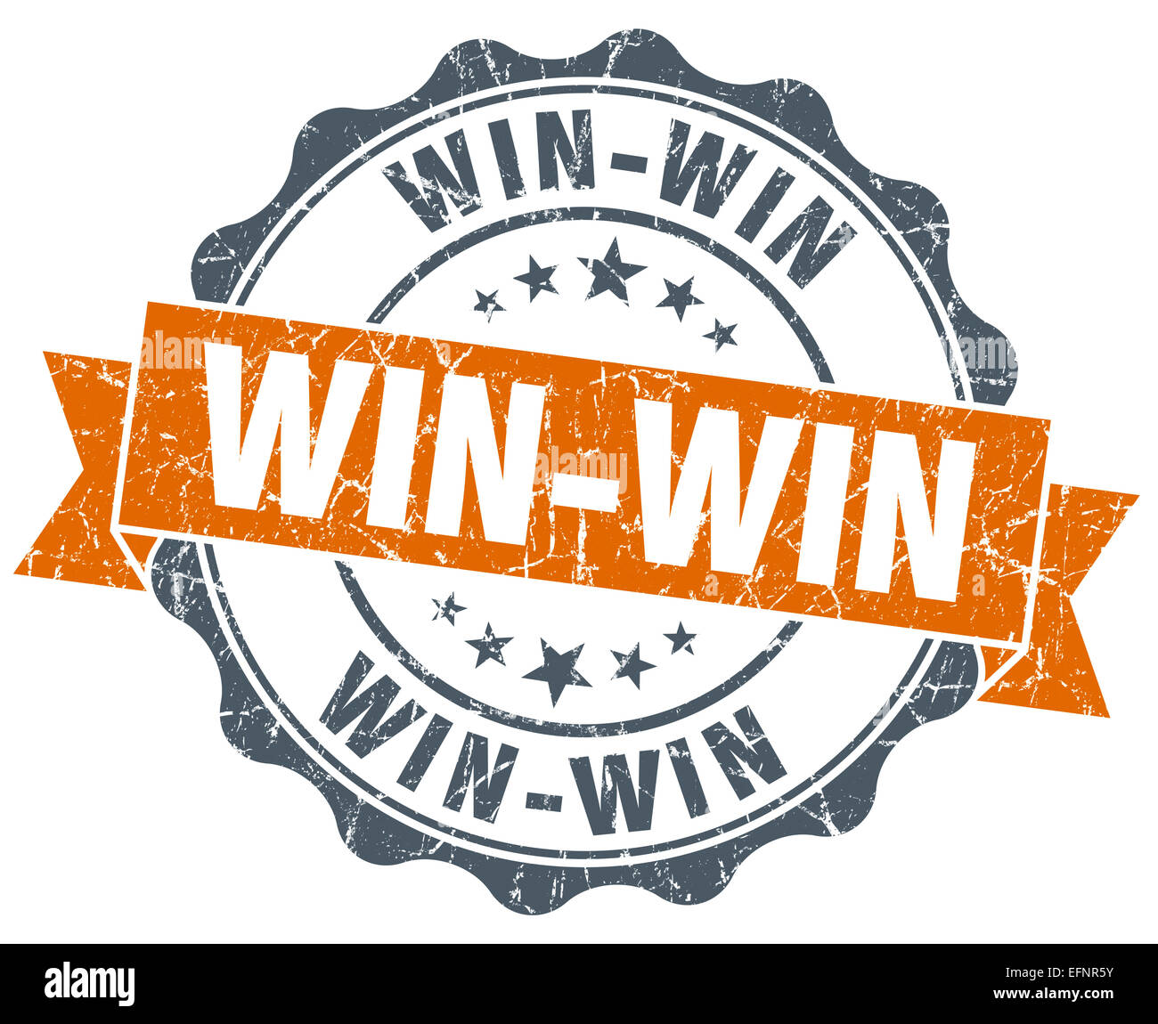 win-win vintage orange seal isolated on white Stock Photo - Alamy