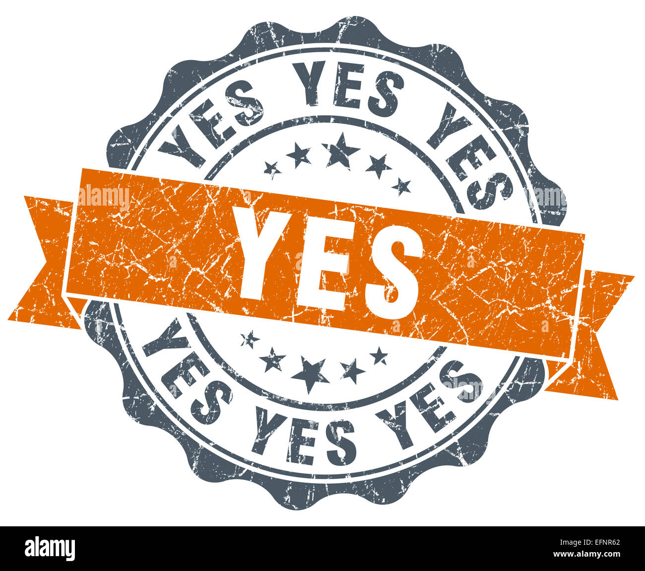 yes vintage orange seal isolated on white Stock Photo - Alamy